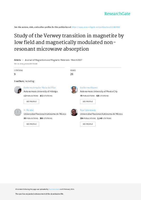 (PDF) Study of the Verwey transition in magnetite by low field and ...