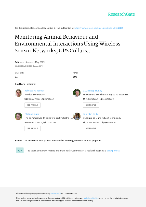(PDF) Monitoring animal behaviour and environmental interactions: GPS ...