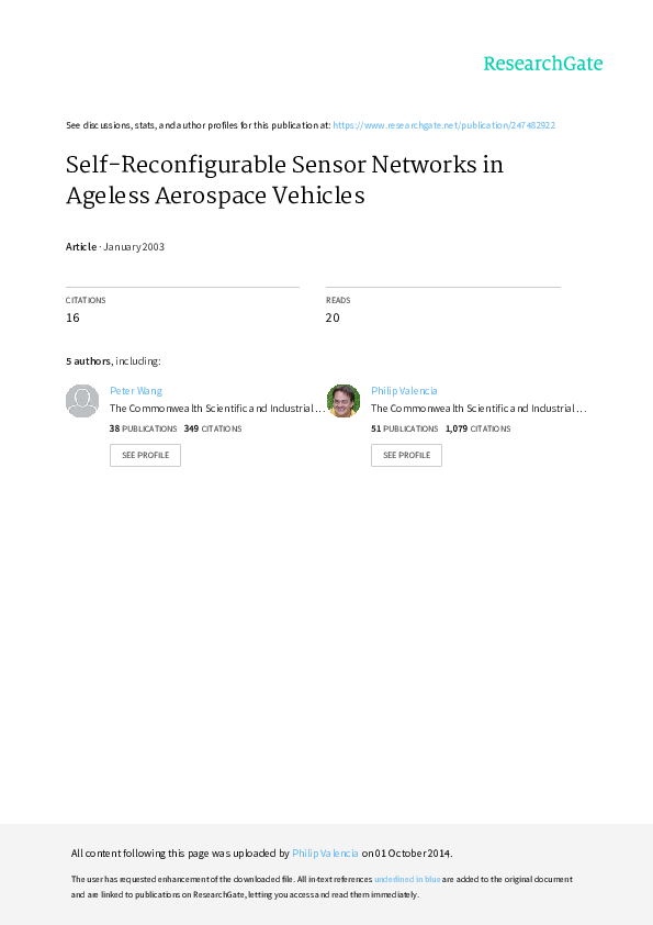(PDF) Self-reconfigurable sensor networks in ageless aerospace vehicles
