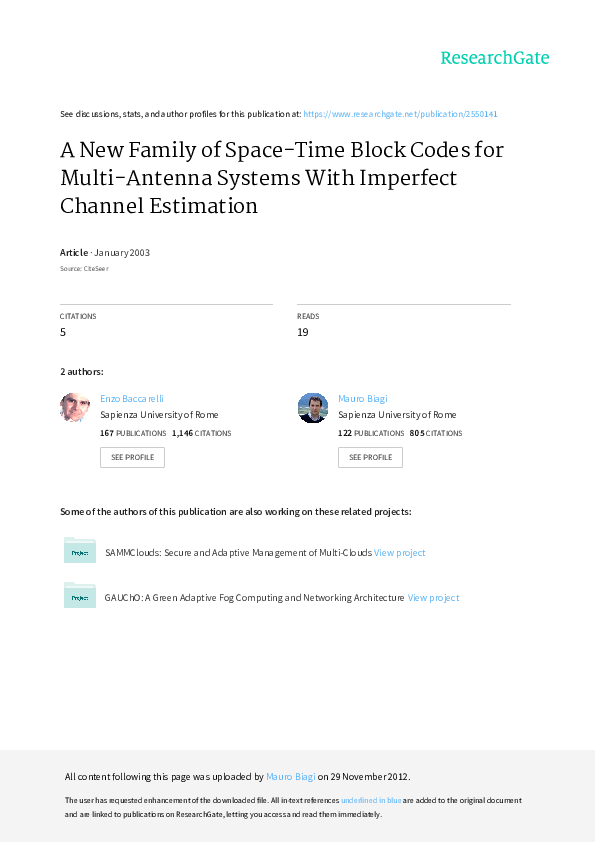 (PDF) A new family of space-time block codes for multi-antenna systems with imperfect channel ...