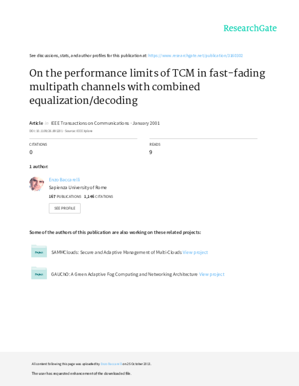 (PDF) On the performance limits of TCM in fast-fading multipath channels with combined ...