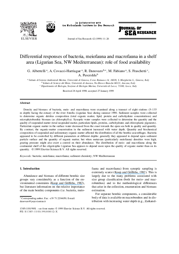 (PDF) Differential responses of bacteria, meiofauna and macrofauna in a ...