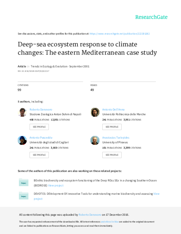 (PDF) Deep-sea ecosystem response to climate changes: the eastern ...