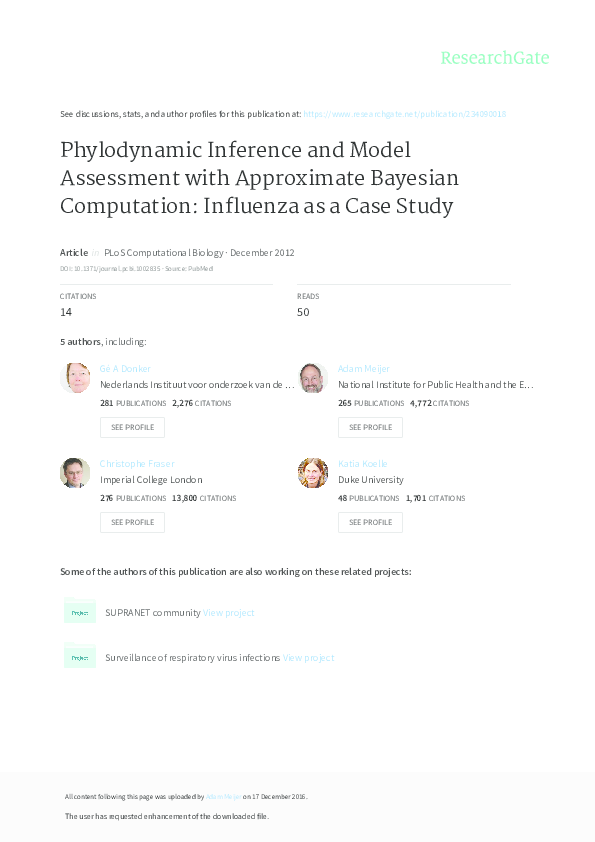(PDF) Phylodynamic Inference and Model Assessment with Approximate Bayesian Computation ...