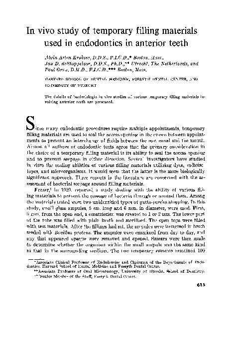 (PDF) In vivo study of temporary filling materials used in endodontics ...