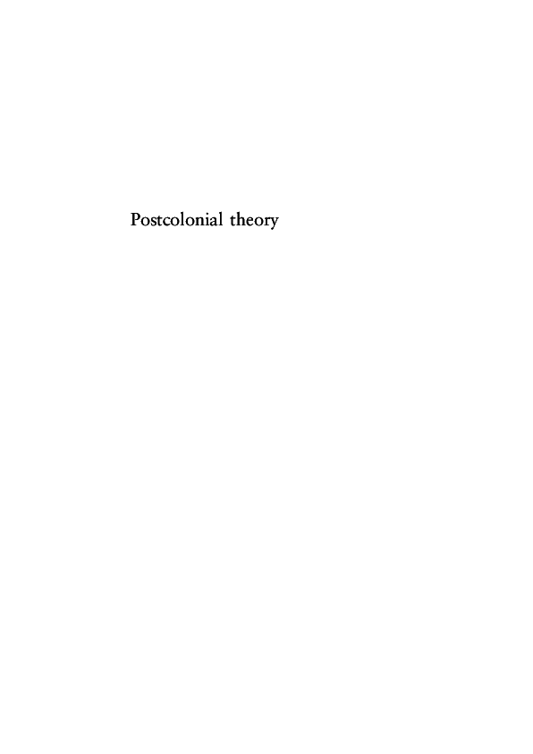 (PDF) Postcolonial theory