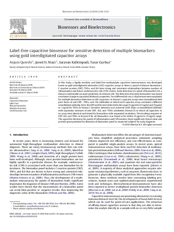 (PDF) Label-free capacitive biosensor for sensitive detection of ...
