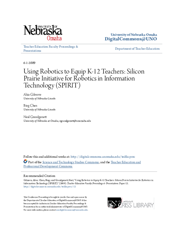 (PDF) Using Robotics to Equip K-12 Teachers: Silicon Prairie Initiative ...
