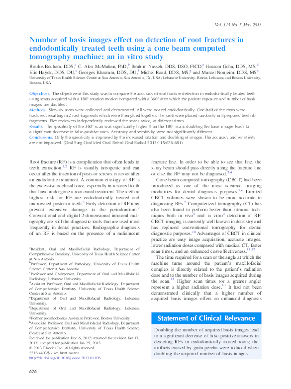 Pdf Number Of Basis Images Effect On Detection Of Root Fractures In