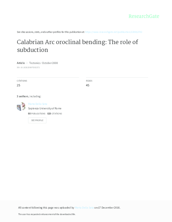 (PDF) Calabrian Arc oroclinal bending: The role of subduction