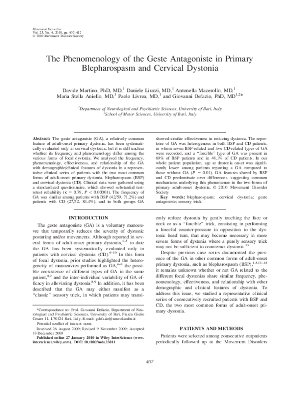 (PDF) The phenomenology of the geste antagoniste in primary ...