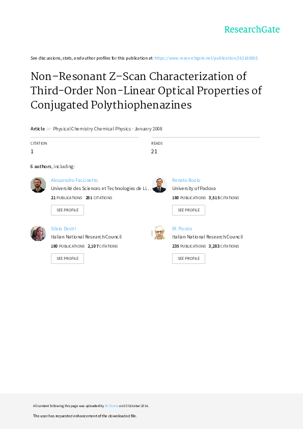 (PDF) Non‐Resonant z‐Scan Characterization of the Third‐Order Nonlinear Optical Properties of ...
