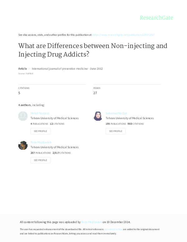 (PDF) What are Differences Between Non-Injecting and Injecting Drug ...