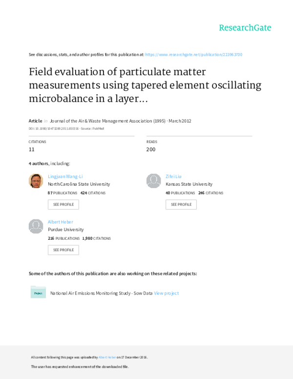 (PDF) Field evaluation of particulate matter measurements using tapered ...