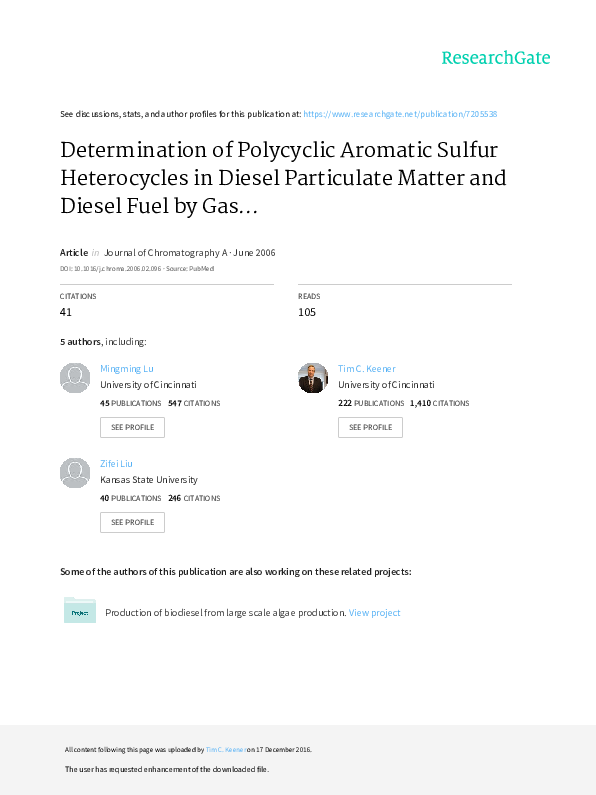 (PDF) Determination of polycyclic aromatic sulfur heterocycles in ...