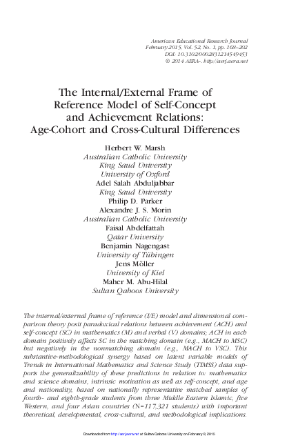 (PDF) The Internal/External Frame of Reference Model of Self-Concept ...