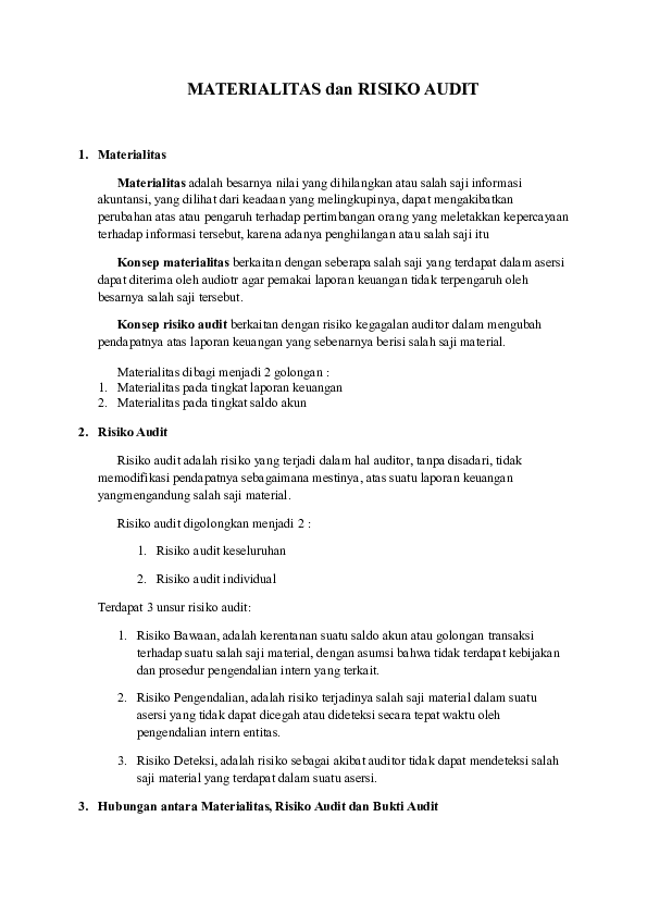 (DOC) MATERIALITAS dan RISIKO AUDIT
