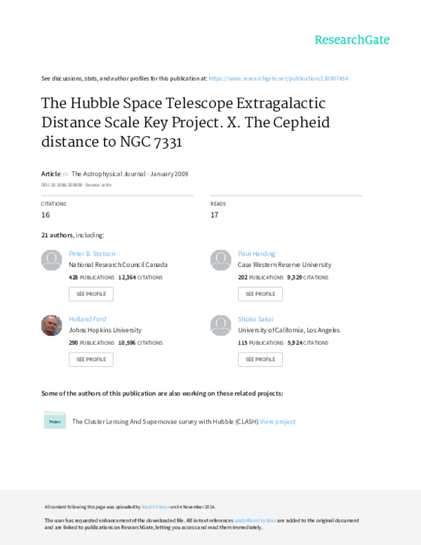 (PDF) The Hubble Space Telescope Extragalactic Distance Scale Key ...