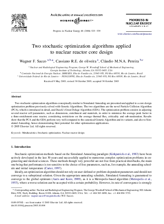 Pdf Two Stochastic Optimization Algorithms Applied To Nuclear Reactor