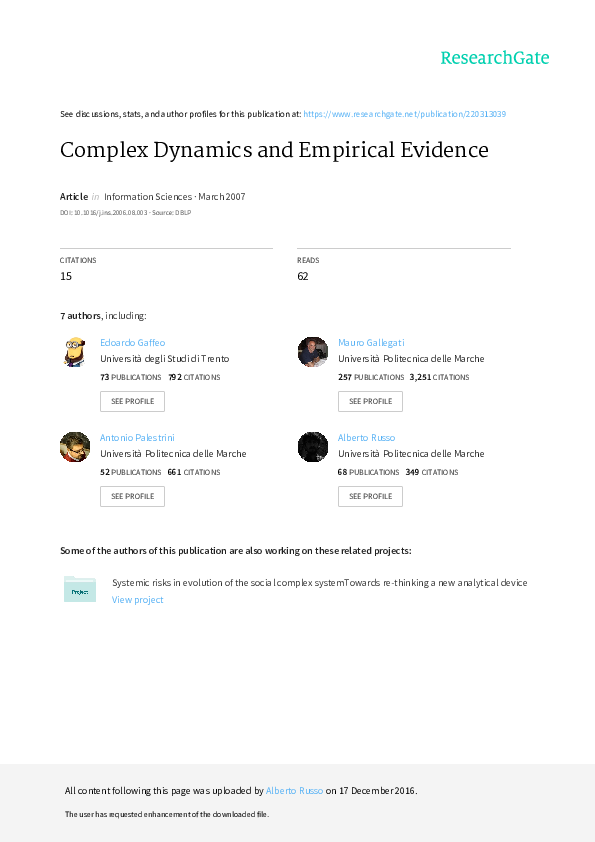 (PDF) Complex dynamics and empirical evidence