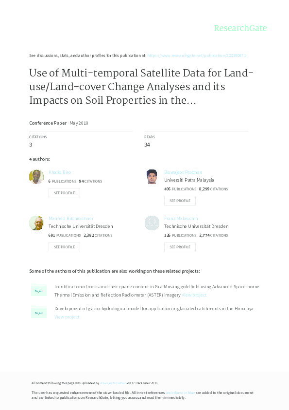 (PDF) Use of Multi-temporal Satellite Data for Land-Use/Land-Cover ...