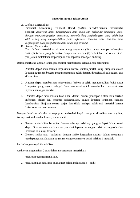 (DOC) Materialitas dan Risiko Audit