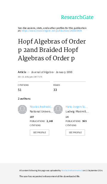 (PDF) Hopf Algebras of Order p 2and Braided Hopf Algebras of Order p
