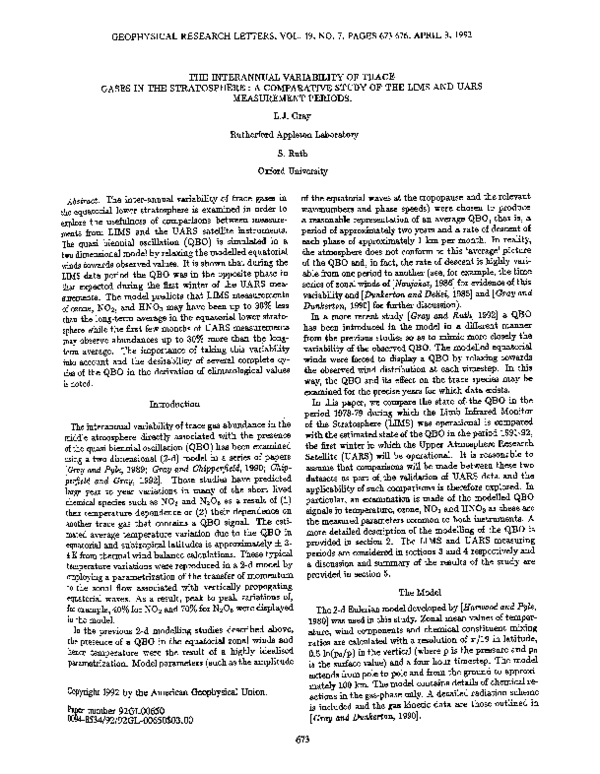 (PDF) The interannual variability of trace gases in the stratosphere: A ... (PDF) The interannual variability of trace gases in the stratosphere: A ...