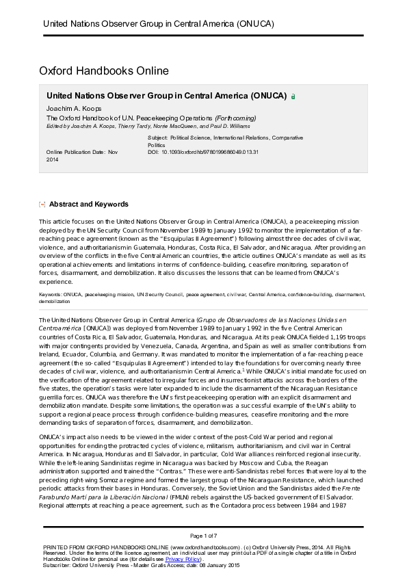 (PDF) United Nations Observer Group in Central America (ONUCA)