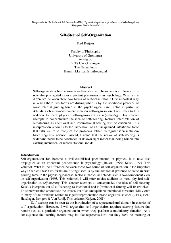 (PDF) Self-Steered Self-Organization