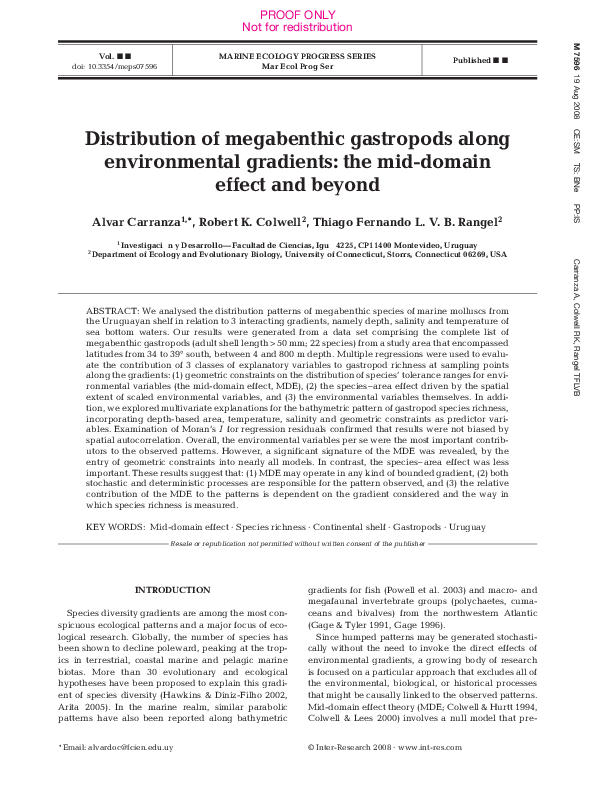(PDF) Distribution of megabenthic gastropods along environmental ...