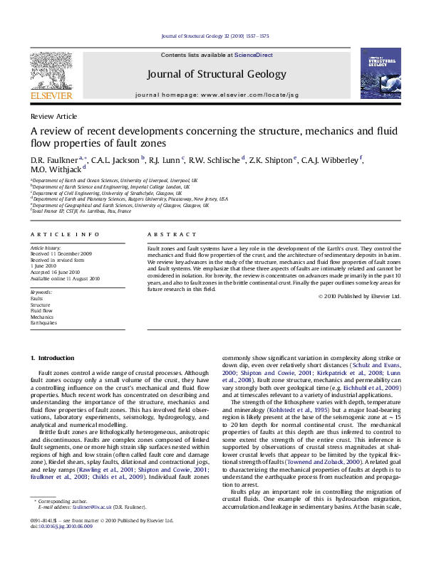 Pdf Fault Zone Architecture And Fluid Flow Insights From Field Data And Numerical Modeling