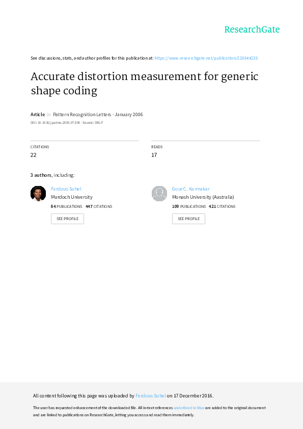 (PDF) Accurate distortion measurement for generic shape coding