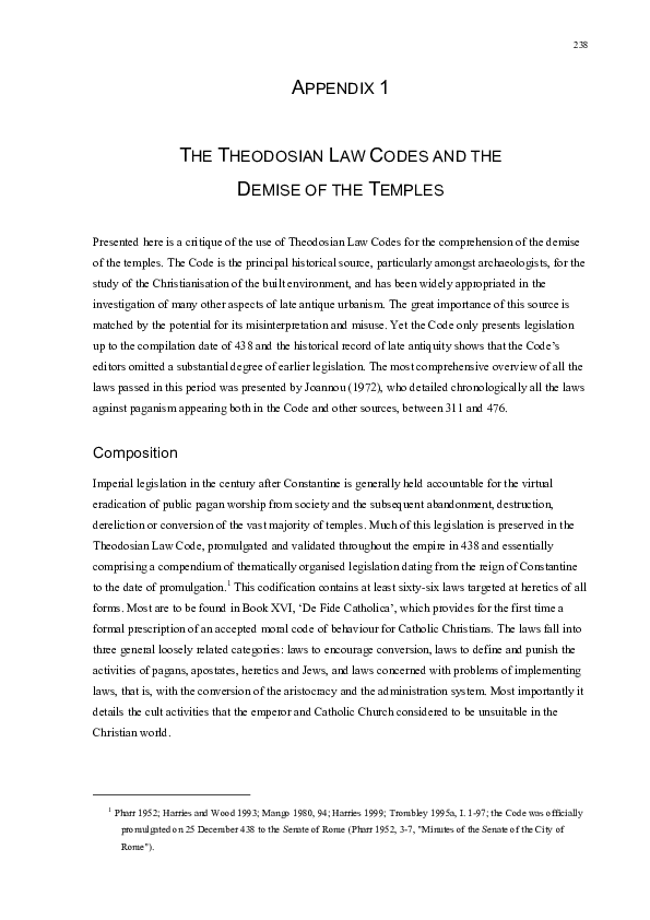 (PDF) The Theodosian Law Codes and the Demise of the Temples