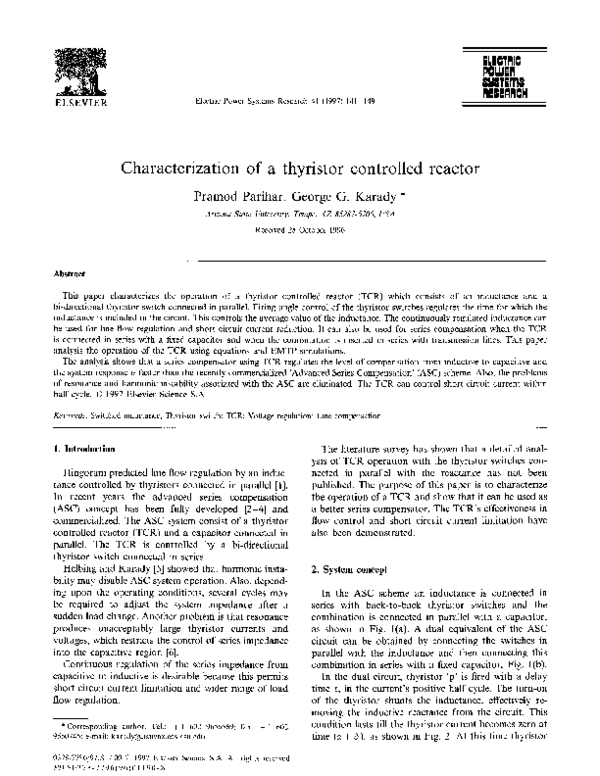 (PDF) Characterization of a thyristor controlled reactor