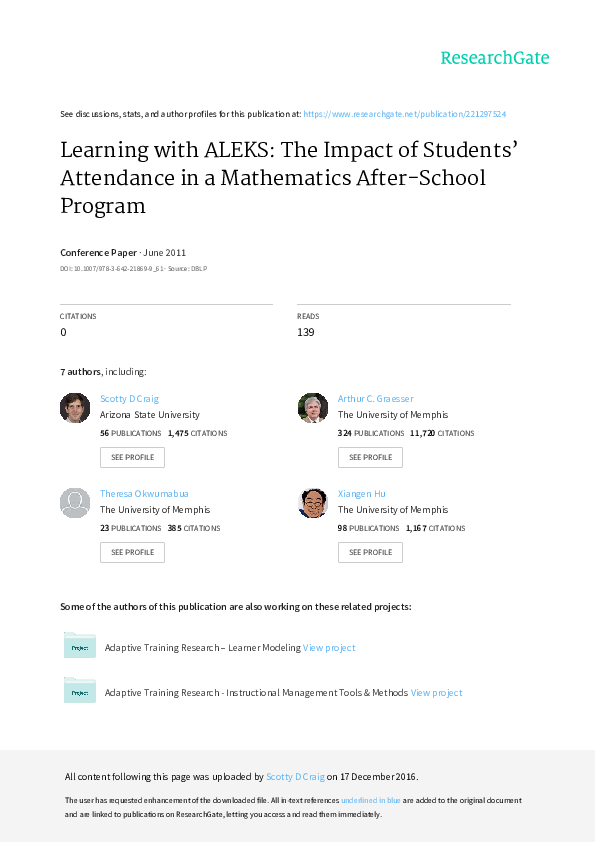 (PDF) Learning with ALEKS: The Impact of Students' Attendance in a ...