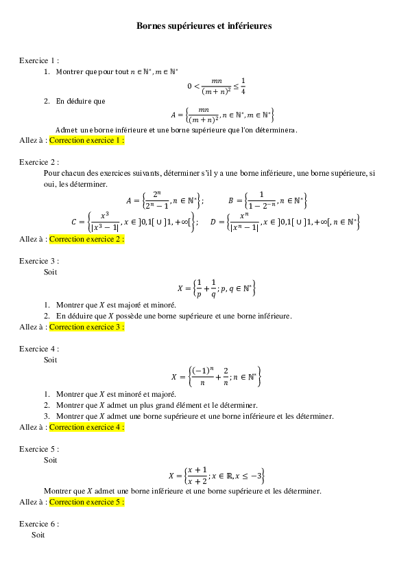 PDF Télécharger majorant et minorant d'une fonction exercices corrigés ...