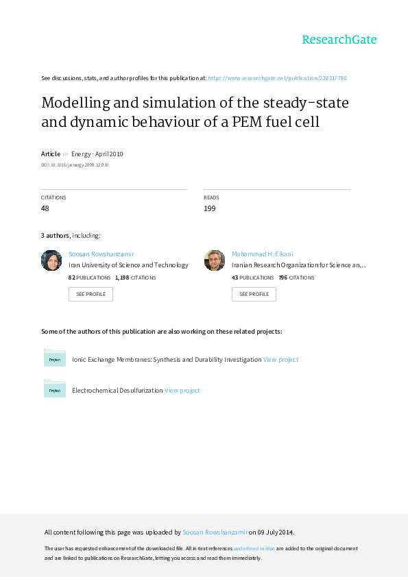 (PDF) Modelling and simulation of the steady-state and dynamic ...