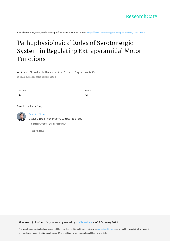 (PDF) Pathophysiological Roles of Serotonergic System in Regulating ...