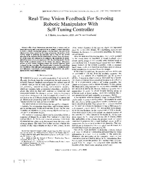 (PDF) Real-time vision feedback for servoing robotic manipulator with self-tuning controller