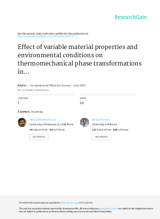 (PDF) Effect of variable material properties and environmental conditions on thermomechanical ...
