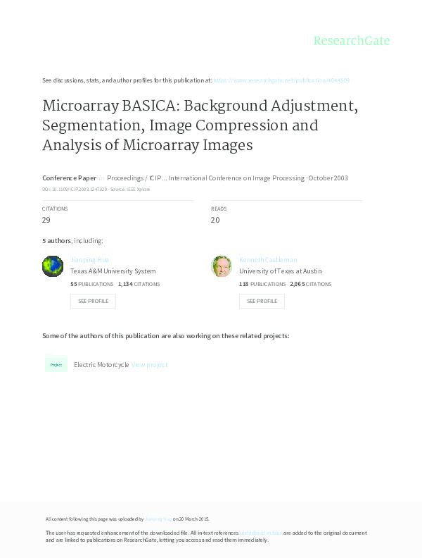 (PDF) Microarray BASICA: background adjustment, segmentation, image compression and analysis of ...
