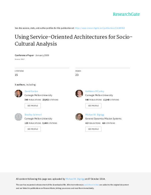 (PDF) Using Service-oriented Architectures for SocioCultural Analysis