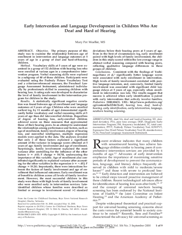 (PDF) Early Intervention and Language Development in Children Who Are ...