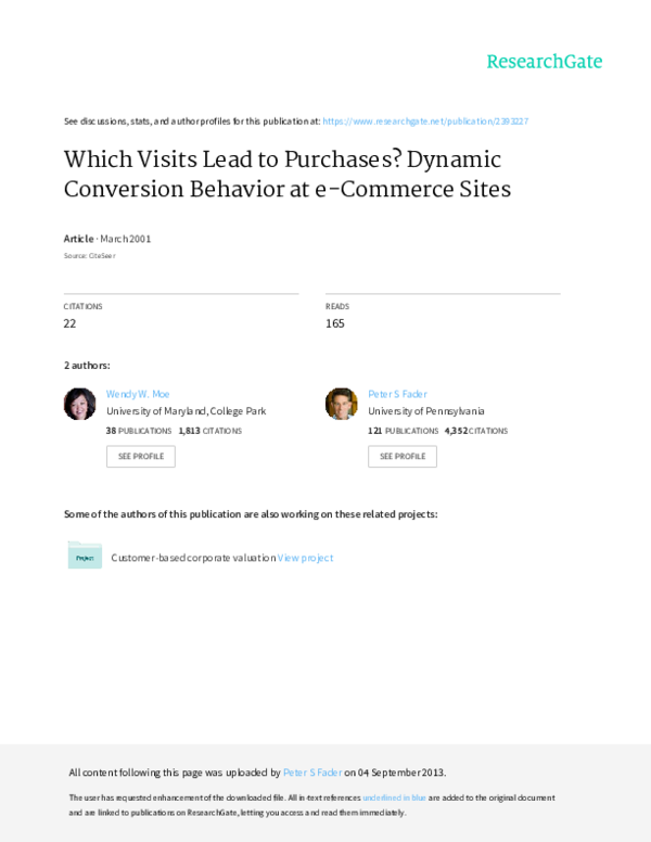 (PDF) Which visits lead to purchases? Dynamic conversion behavior at e ...