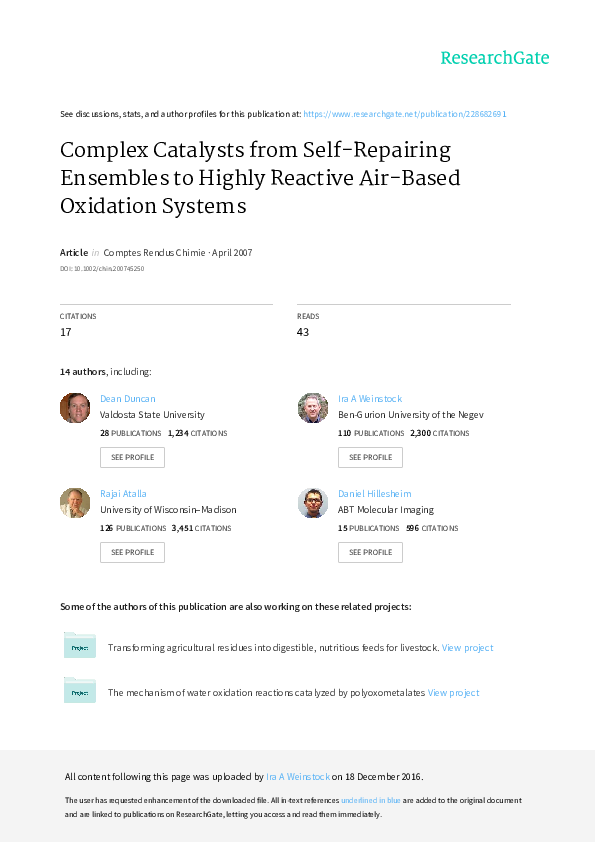 (PDF) Complex catalysts from self-repairing ensembles to highly ...