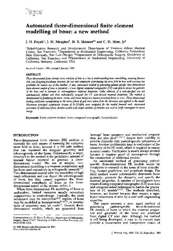 Pdf Automated Three Dimensional Finite Element Modelling Of Bone A