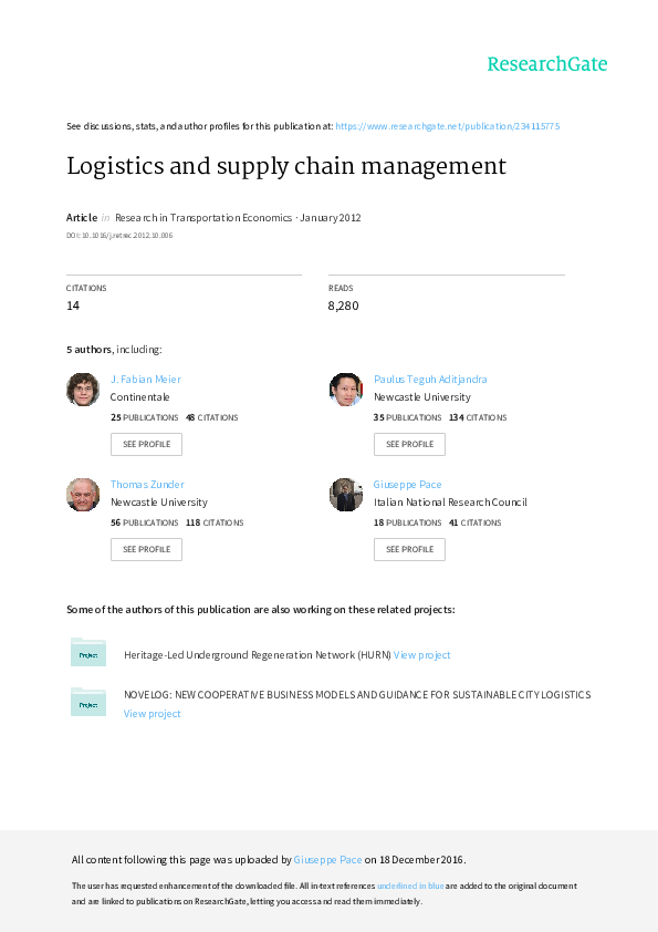 (PDF) Logistics and Supply Chain Management