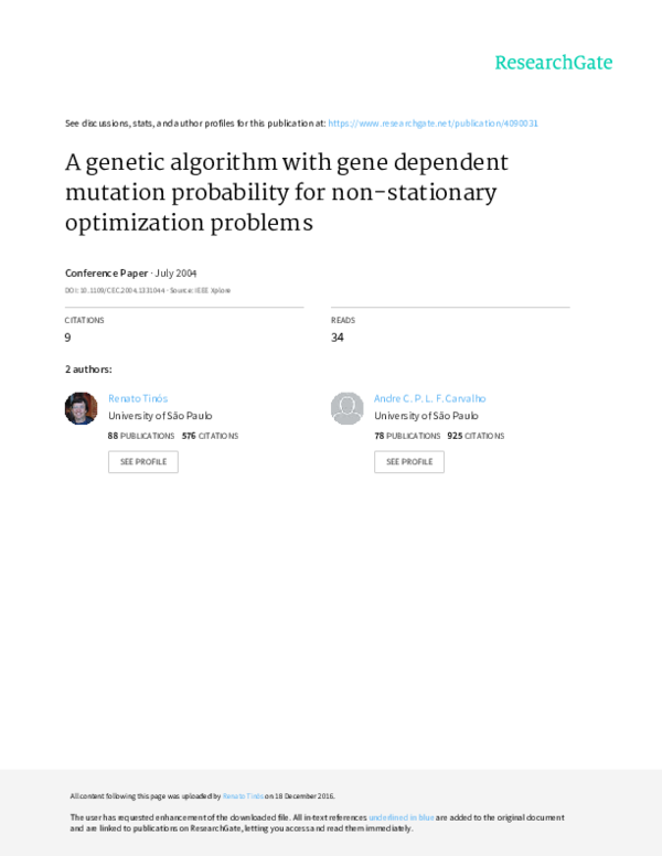 (PDF) A genetic algorithm with gene dependent mutation probability for ...