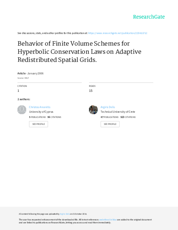 Pdf Behavior Of Finite Volume Schemes For Hyperbolic Conservation